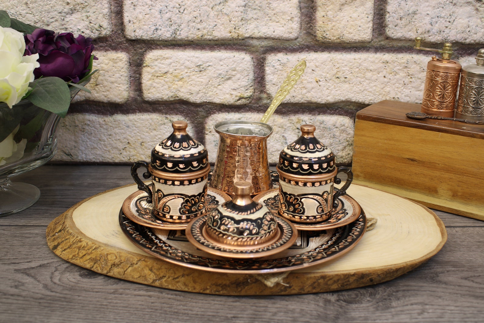 Turkish Coffee Set Traditional Turkish Coffee Cups and Copper - Etsy