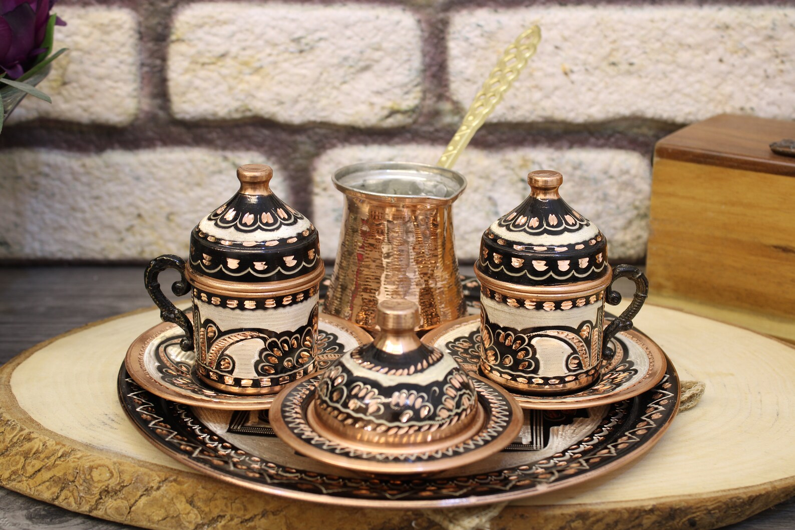 Turkish Coffee Set Traditional Turkish Coffee Cups and Copper - Etsy