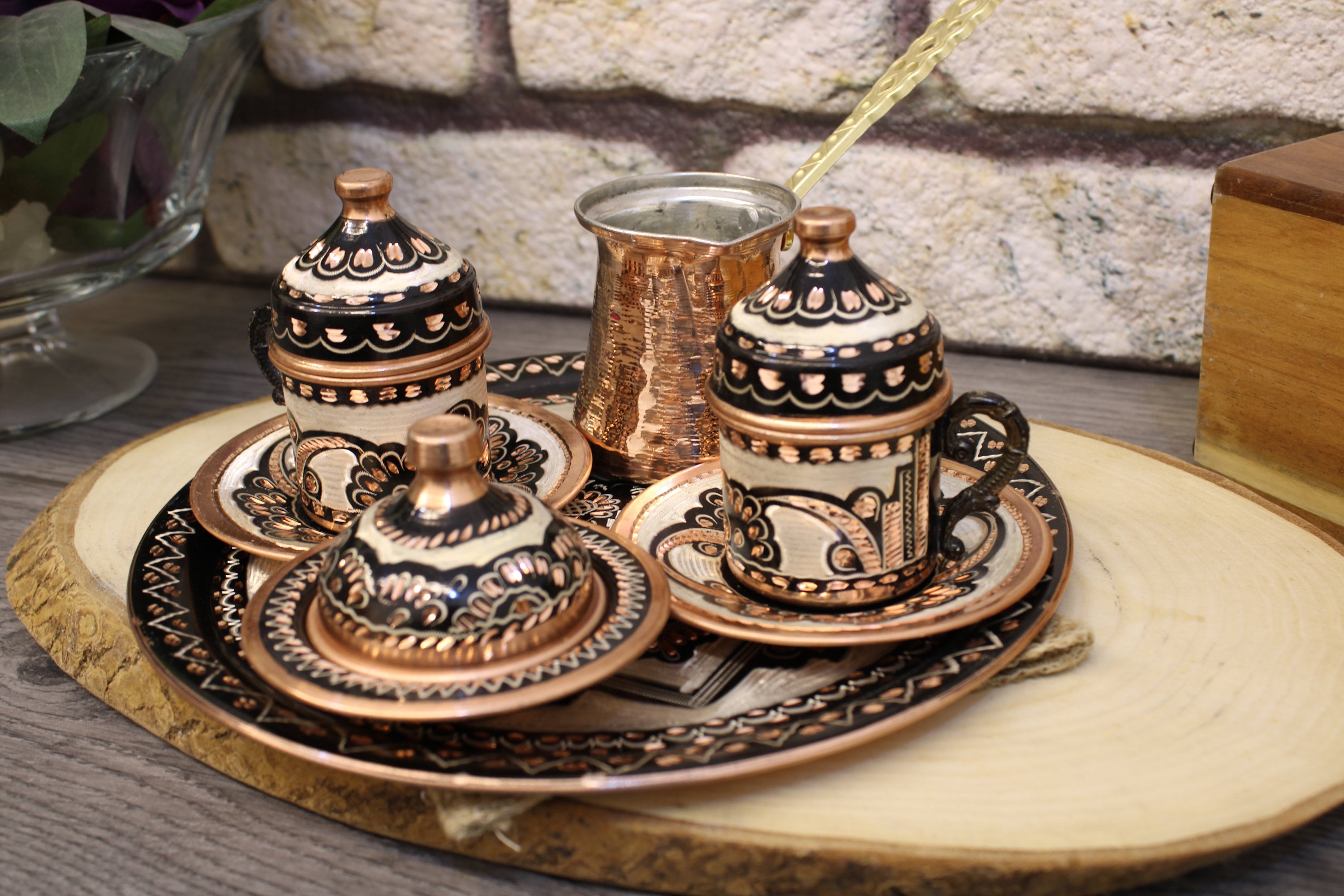 Turkish Coffee Set Traditional Turkish Coffee Cups and Copper - Etsy