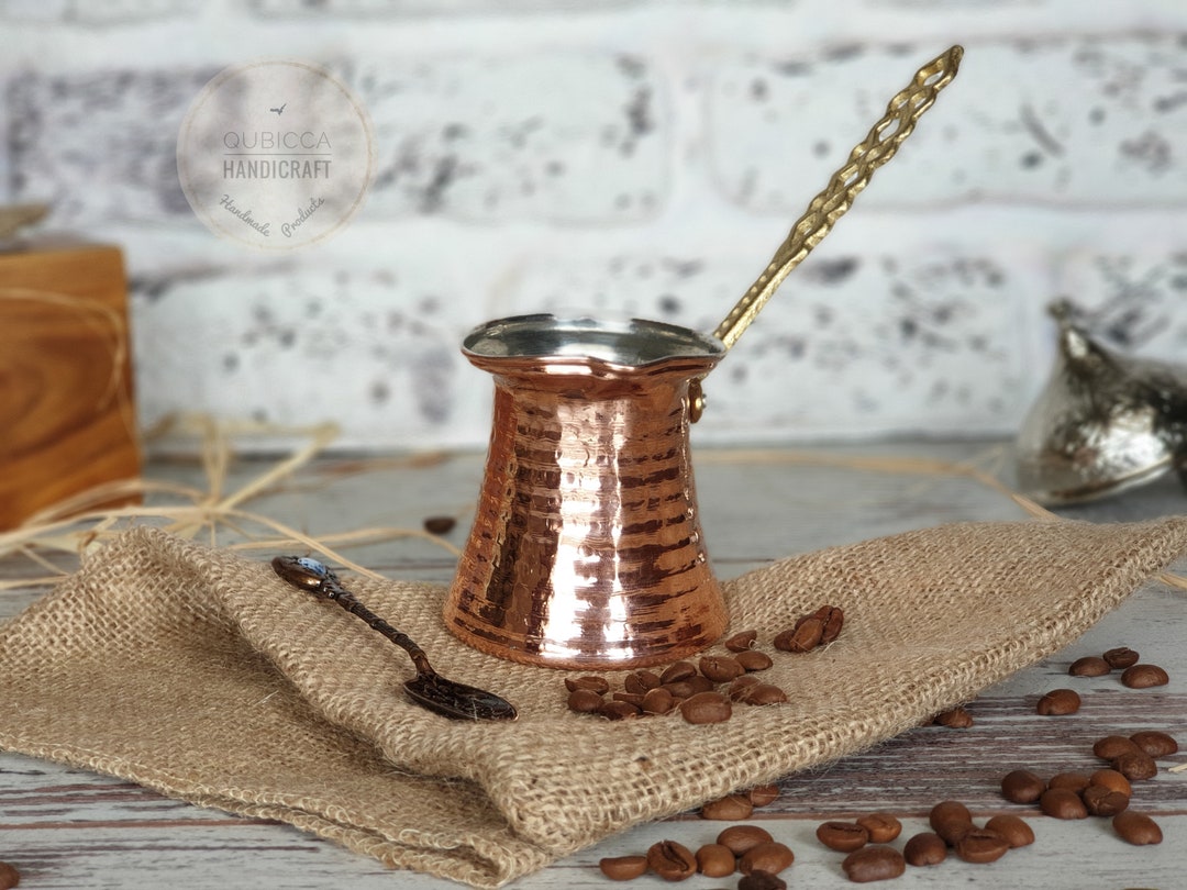 Handcrafted Copper Turkish Coffee Pot: Authentic Cezve With Brass ...