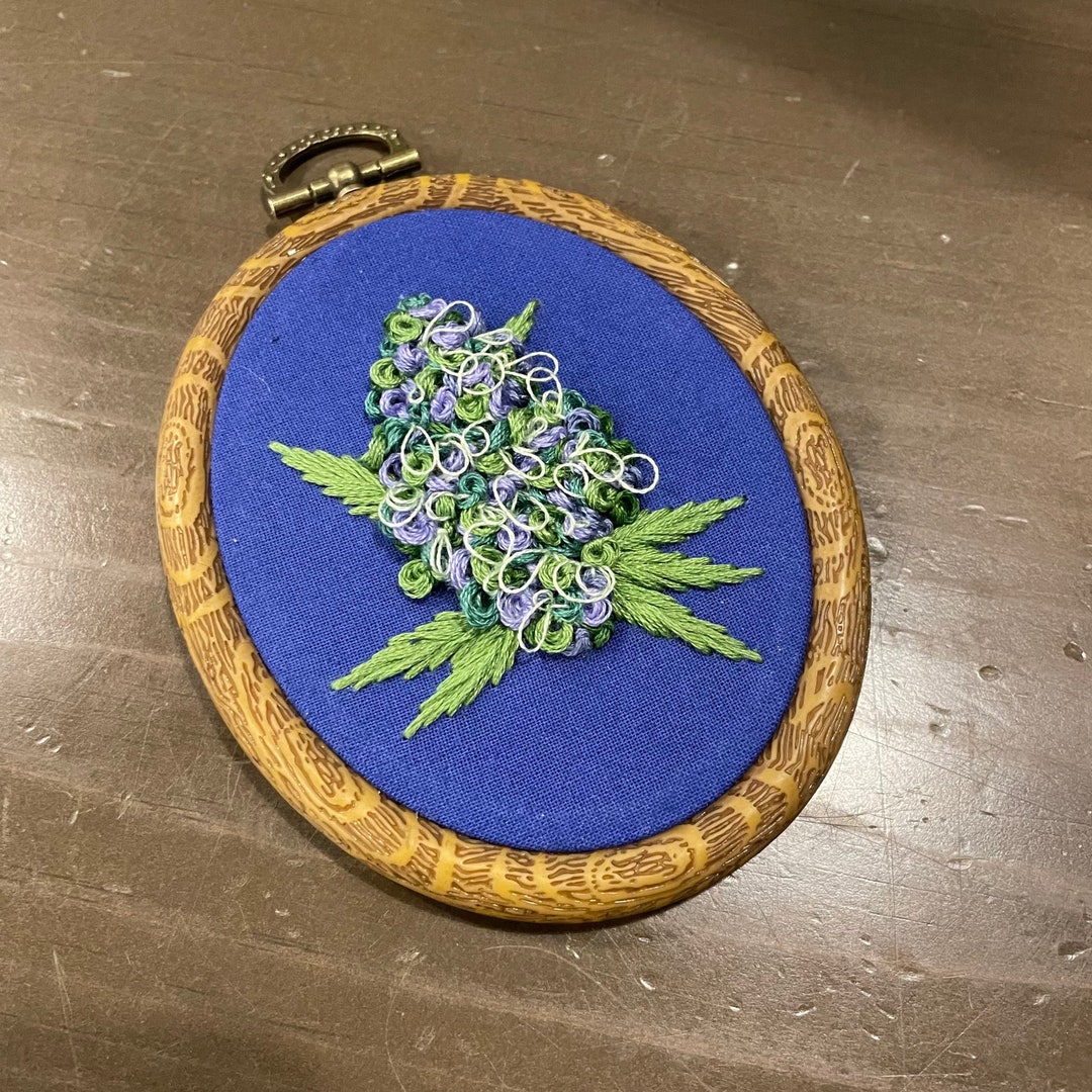 Cannabis Embroidery Faux Wood Hoop Cannabis Wall Art Gifts - Etsy