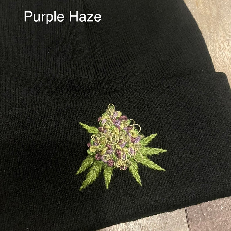Cannabis Embroidery Beanie Hat for Stoners Marijuana - Etsy