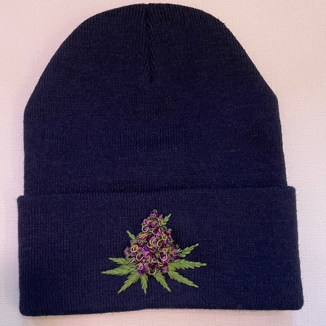 Cannabis Embroidery Beanie Hat for Stoners Marijuana | Etsy