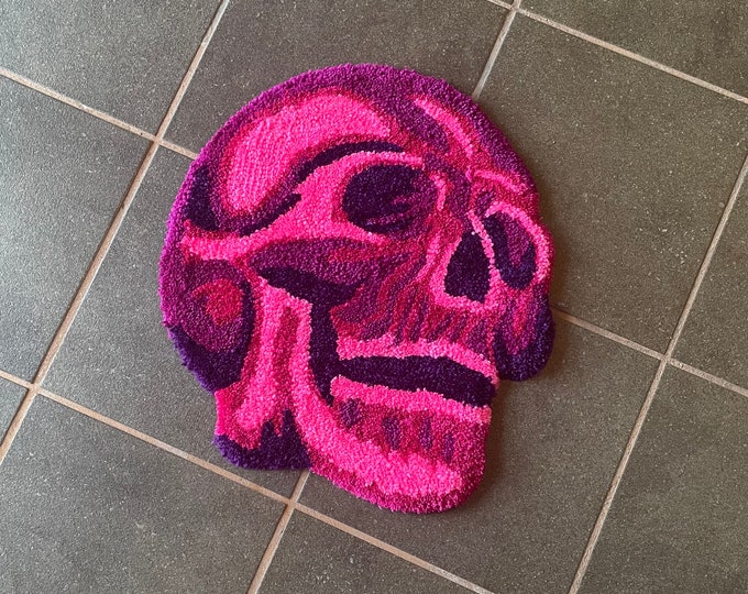 Tufted Skull Rug, Handmade Witchy Rug, Gothic Bedroom Decor, Tufted Rug ...