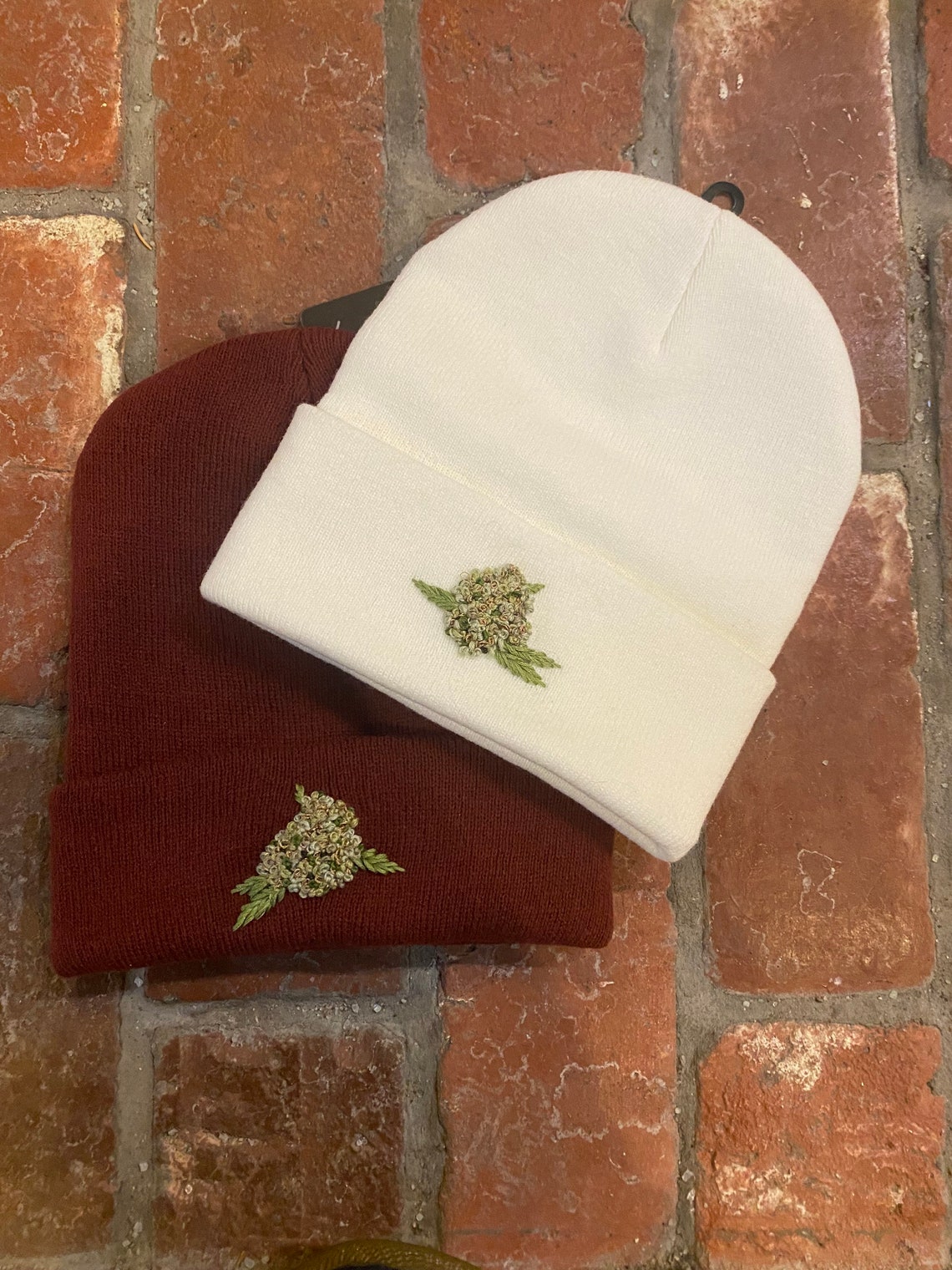 Cannabis Embroidery Beanie Hat for Stoners Marijuana | Etsy