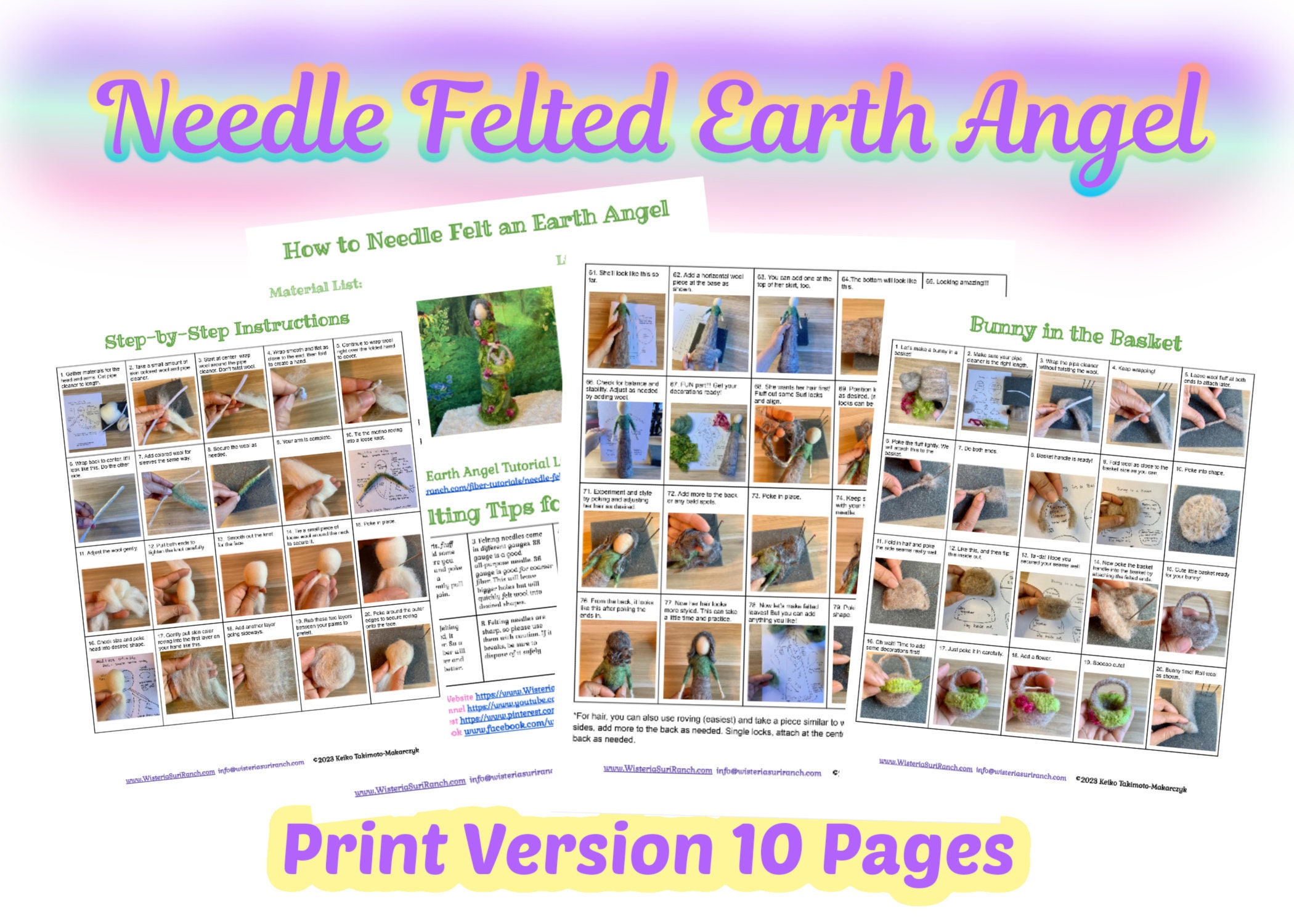 Needle Felted Earth Angel PDF Downloadable Tutorial With Bunny in a ...