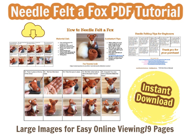 Needle Felting Tutorial Beginner Fox PDF Instant Download - Etsy