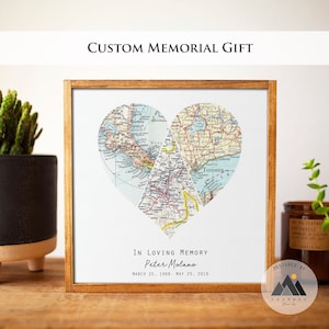 Custom Memorial Map Print Sympathy Gift Loss of Father, Mother ...