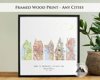 Personalized Map Art Print Couples New Home Housewarming Gifts | Etsy