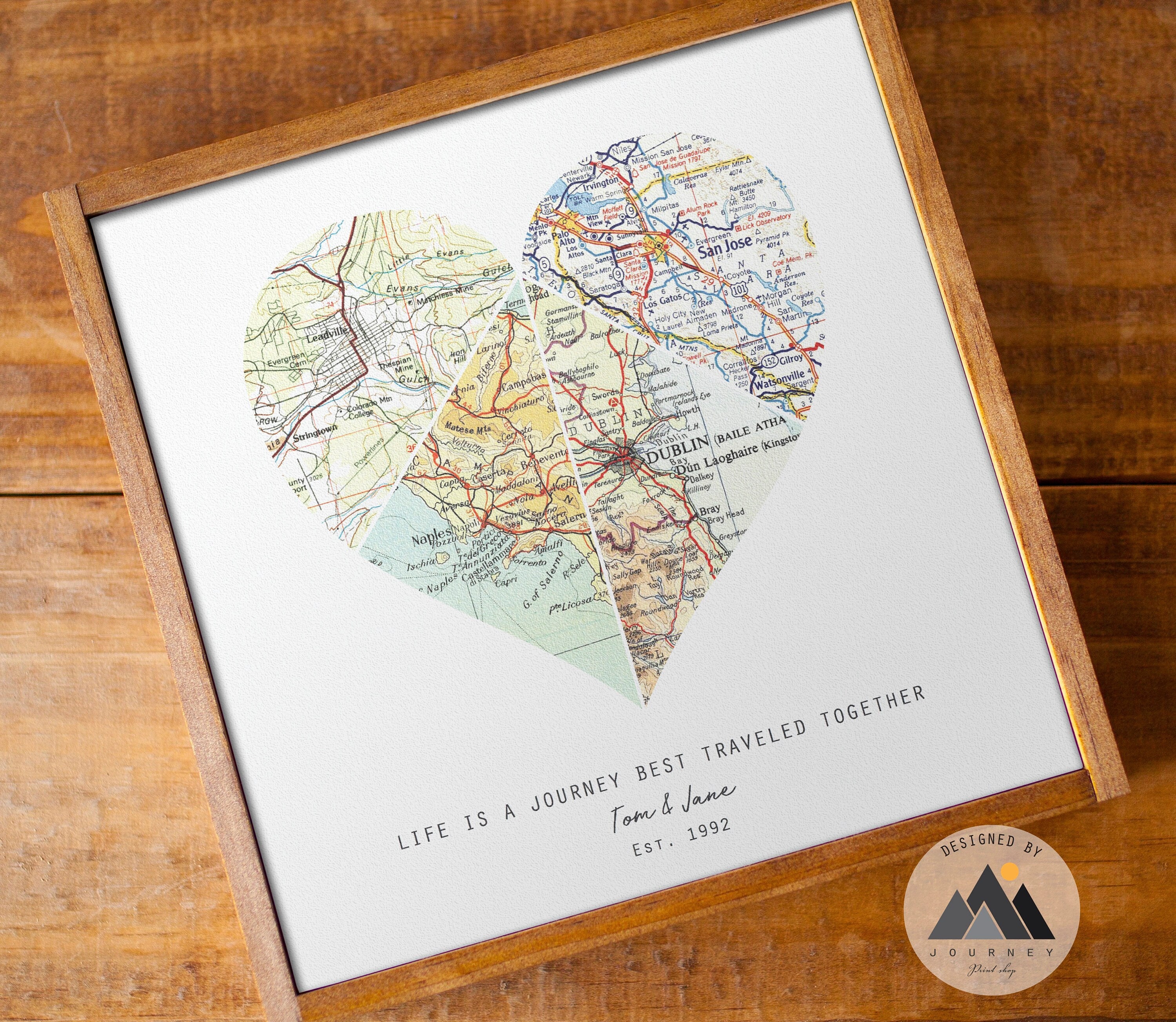Custom Map Art Anniversary Gifts for Her Personalized - Etsy UK