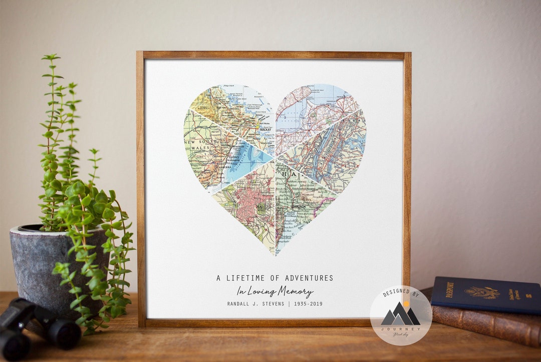 Custom Memorial Map Print Sympathy Gift Loss of Father, Mother ...