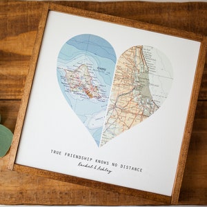 Custom Map Art Print: Long Distance Friendship Gift - Etsy