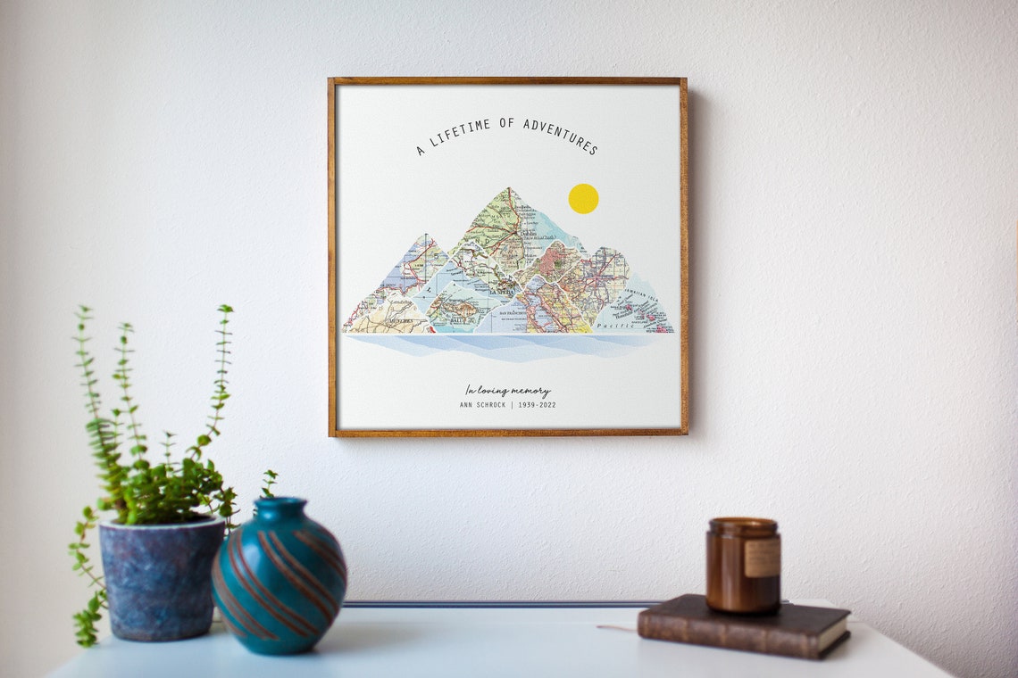 Celebration of Life in Loving Memory Sympathy Grief Map Art - Etsy