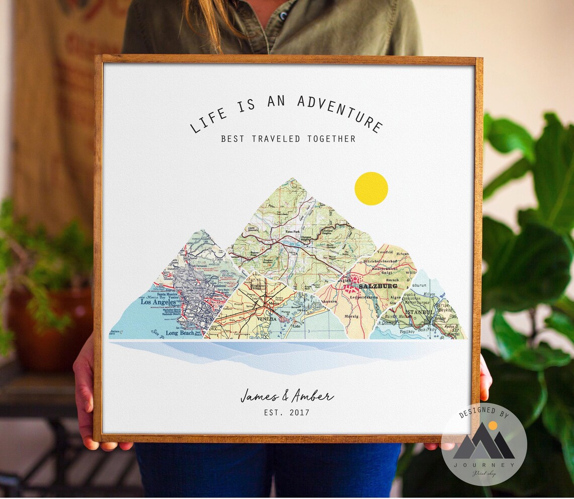 Custom Couples' Travel Map | Memorable Anniversary Gift for Spouses ...