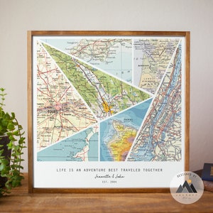 Personalized Travel Map Art Wedding, Anniversary Gifts for Boyfriend ...