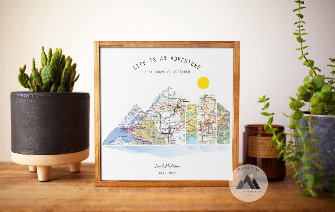 Custom Adventure Travel Map Art Gifts Engagement, Anniversary Gifts for ...