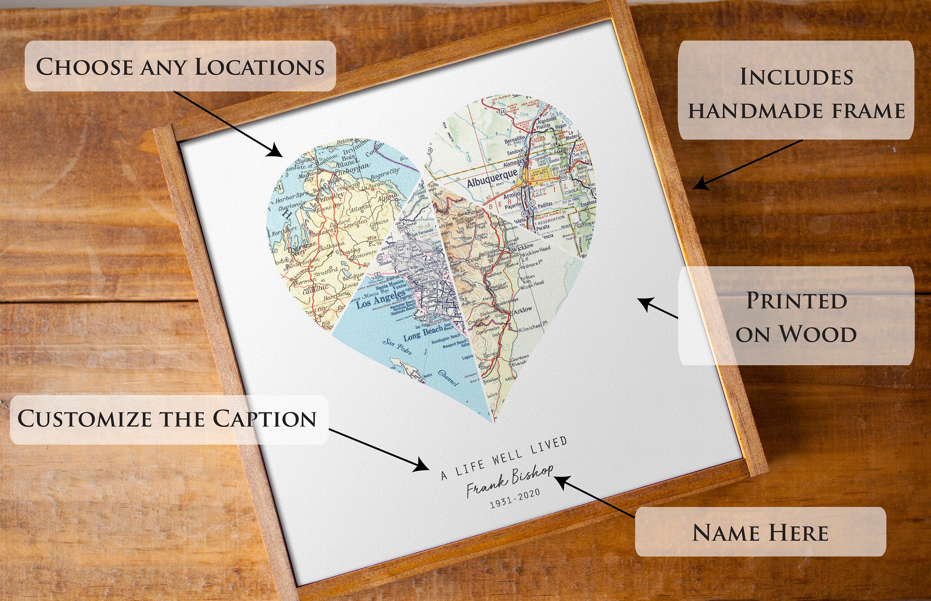 Custom Memorial Map Print Sympathy Gift Loss of Father | Etsy