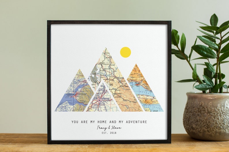 Custom Map Art Wedding Engagement Couples Travel Gifts - Etsy