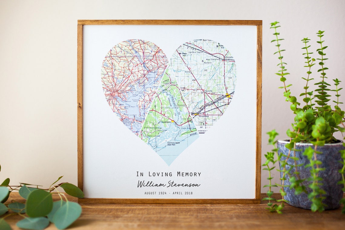 Custom Memorial Map Print Sympathy Gift Loss of Father - Etsy