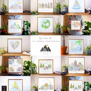 Beach Wedding Custom Travel Map Art Print Gifts | Lake House Beach ...