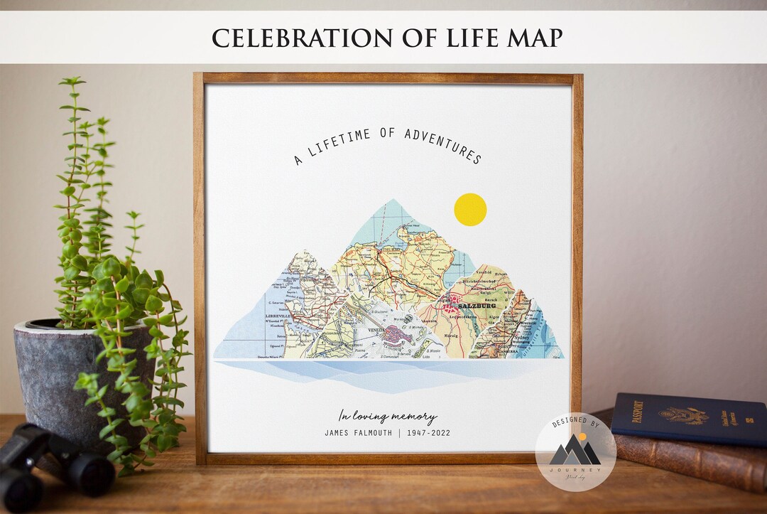 Celebrate Life With Custom Map | in Memory Sympathy Gift | Loss of ...