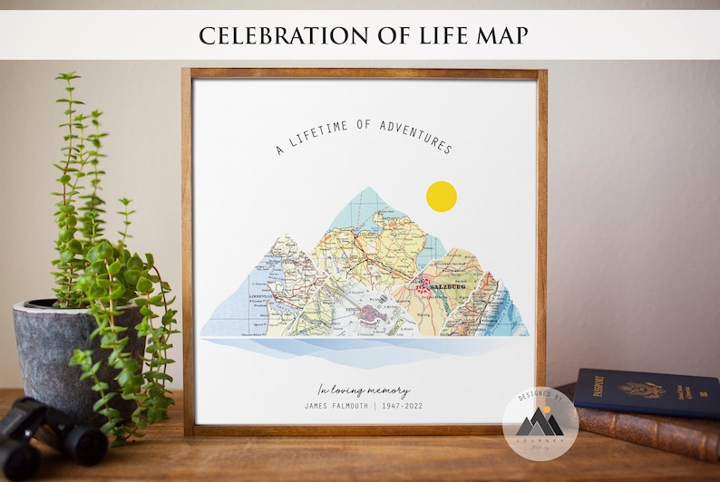 Celebration of Life in Loving Memory Sympathy Grief Map Art - Etsy