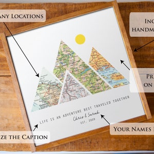 Custom Dad Birthday Gifts for Dad Travel Map Art Print | Mountain Map ...