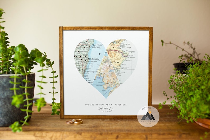 Personalized Heart Map Art Print | Custom Location Map | Where We Met ...