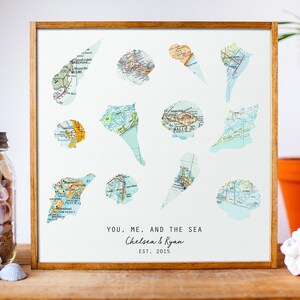 Beach Wedding Custom Travel Map Art Print Gifts | Lake House Beach ...
