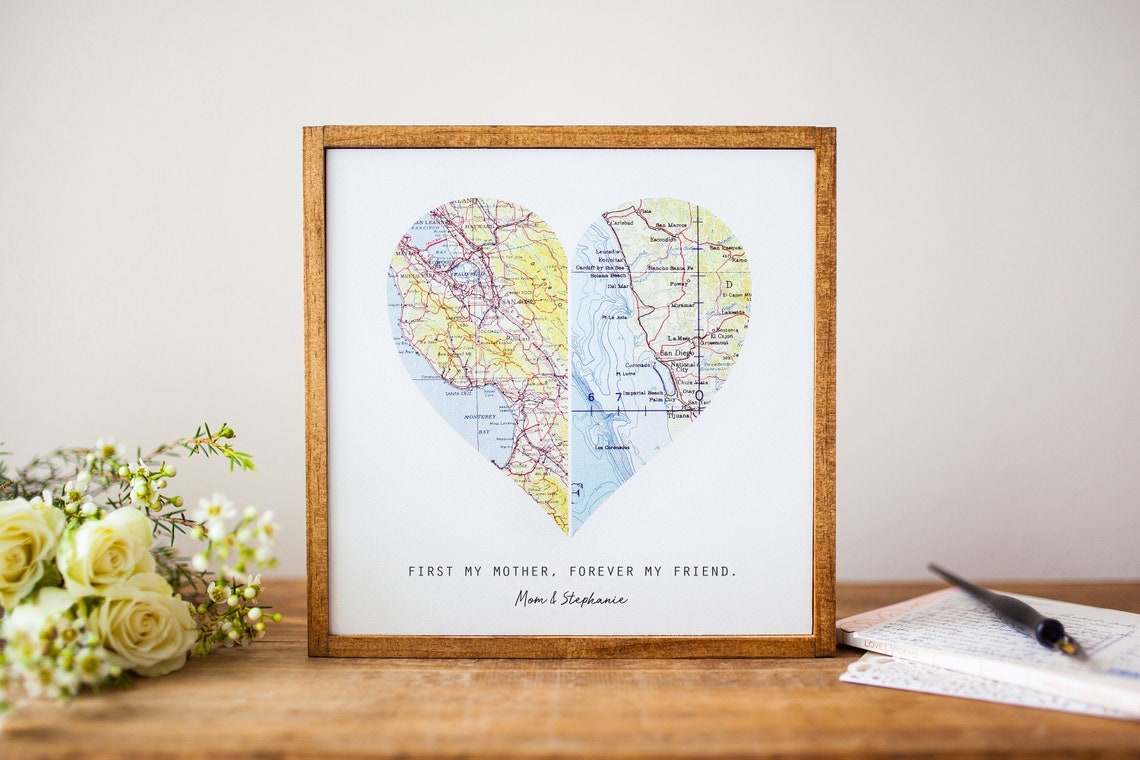 Long Distance Map Print Cute Mother Daughter Gifts | Personalized Gifts ...