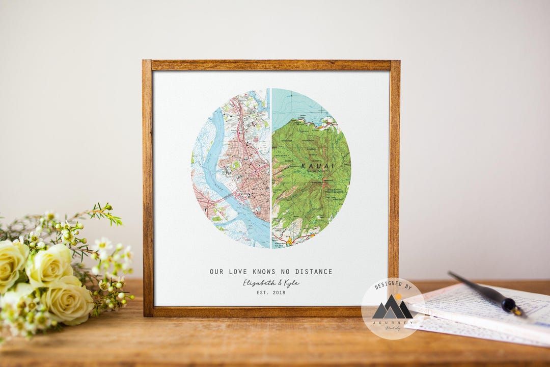 Personalized Map Print on Wood: Long Distance Relationship Gift - Etsy