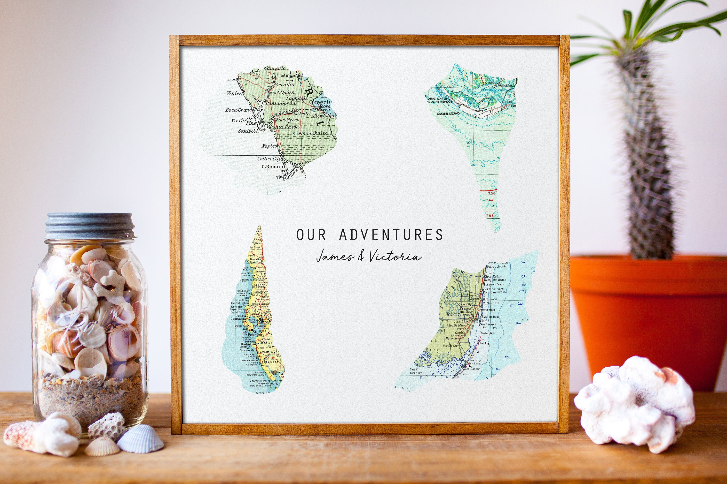 Beach Wedding Custom Travel Map Art Print Gifts | Lake House Beach ...