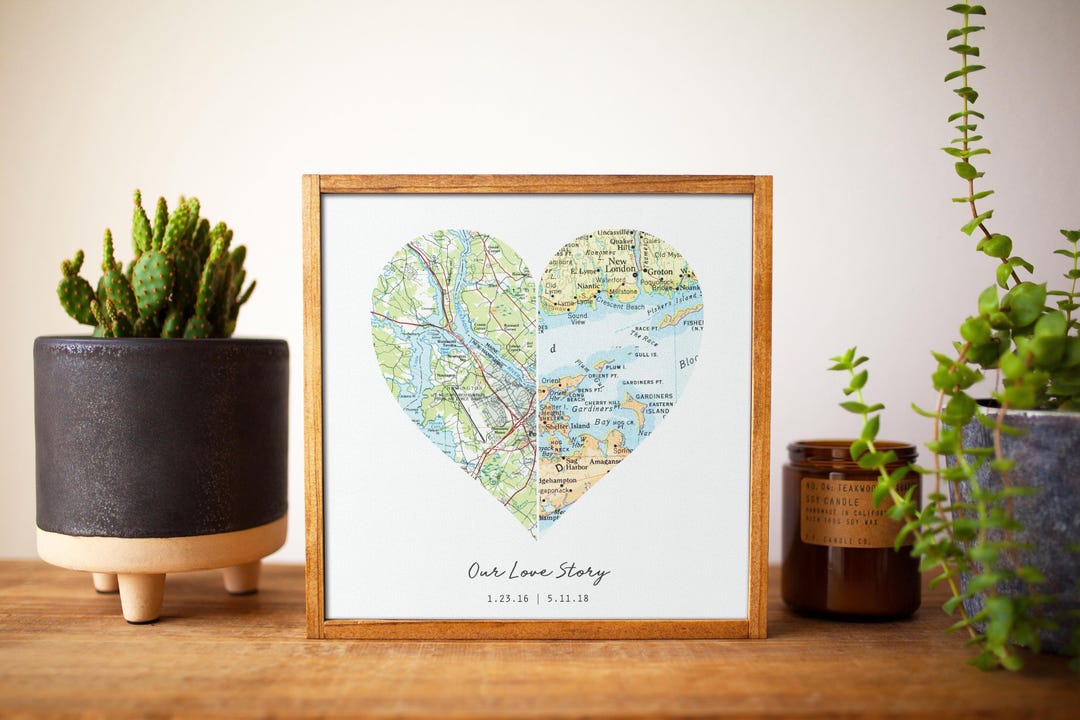 Custom Couples Map Print Newlywed/anniversary Gifts | Custom Couples ...