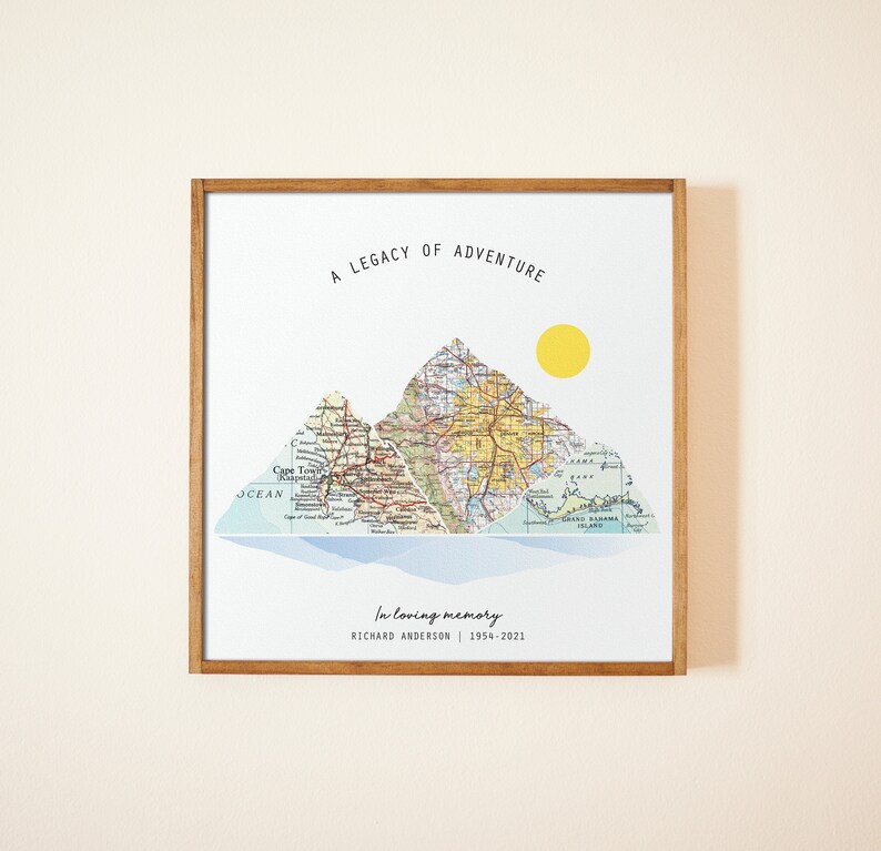 Celebration of Life in Loving Memory Sympathy Grief Map Art - Etsy