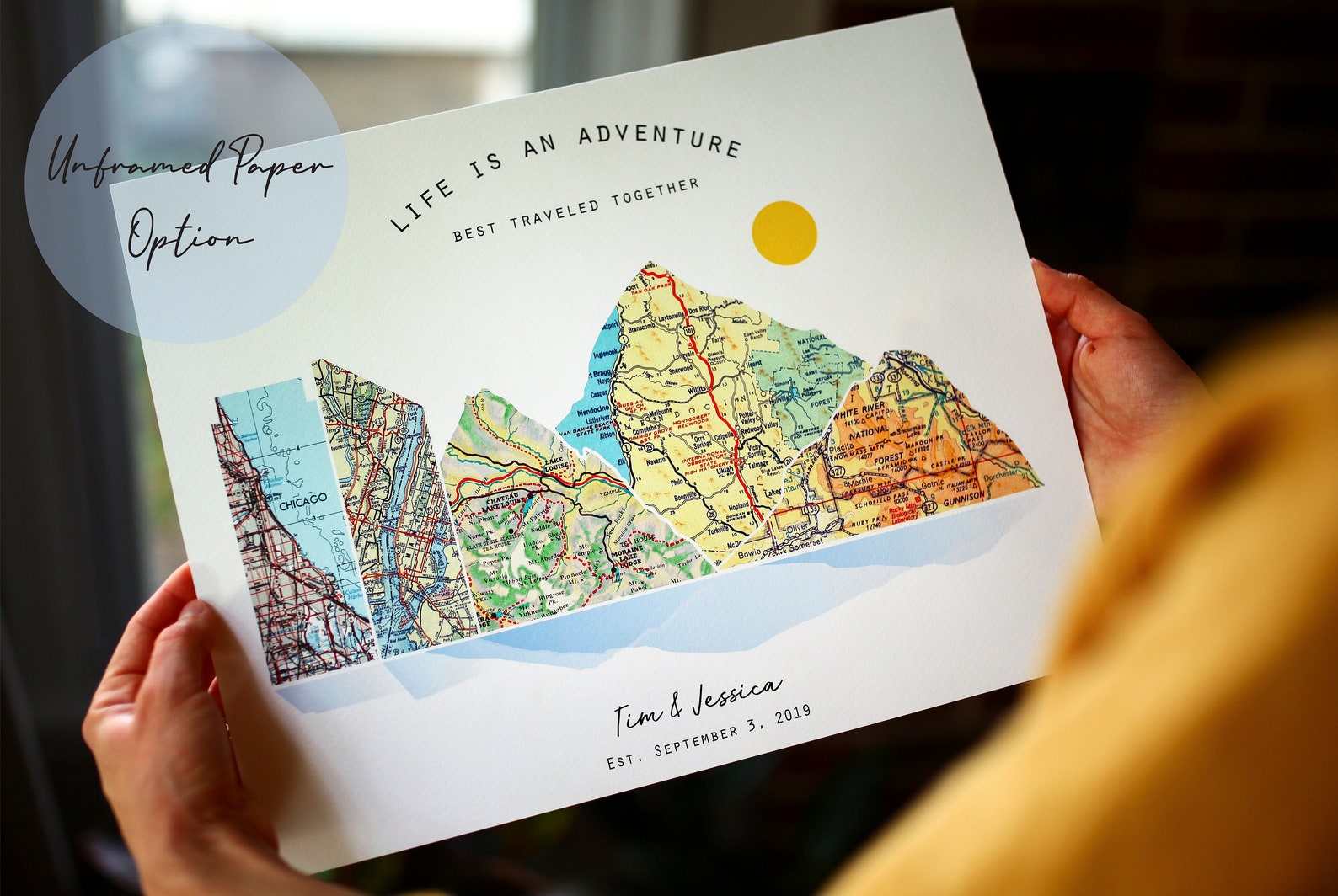 Framed Custom Travel Map Wall Art Couples Engagement Gifts | Etsy