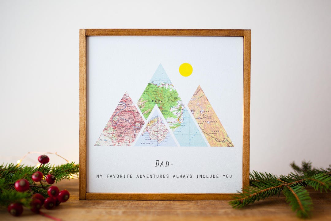 Custom Travel Mountain Map Art Print | Personalized Gift for Dad - Etsy ...