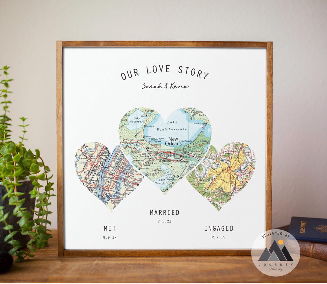 Custom Heart Map Art Wedding Gifts for Couples/friends | Personalized ...