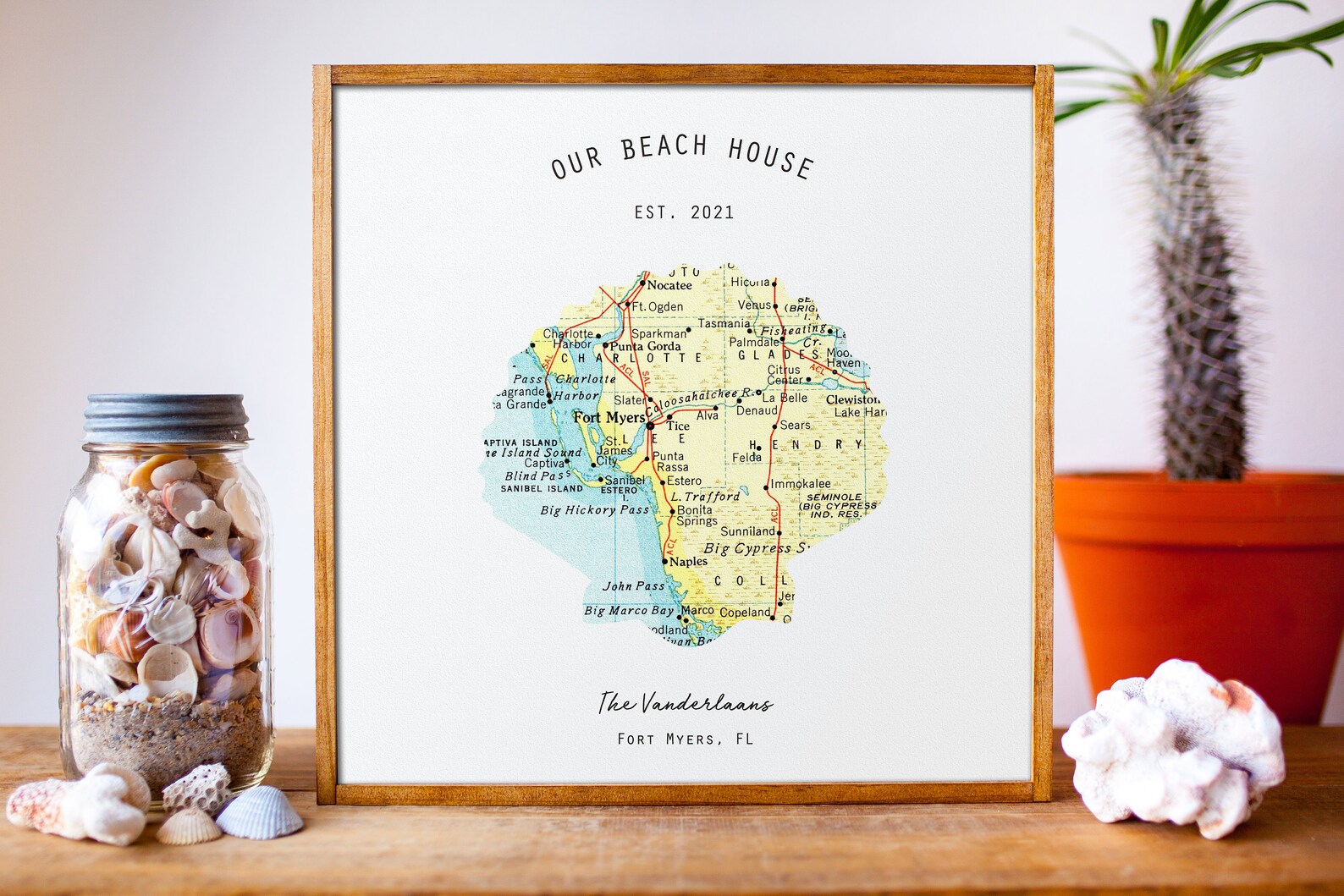 Beach Wedding Custom Travel Map Art Print Gifts | Lake House Beach ...