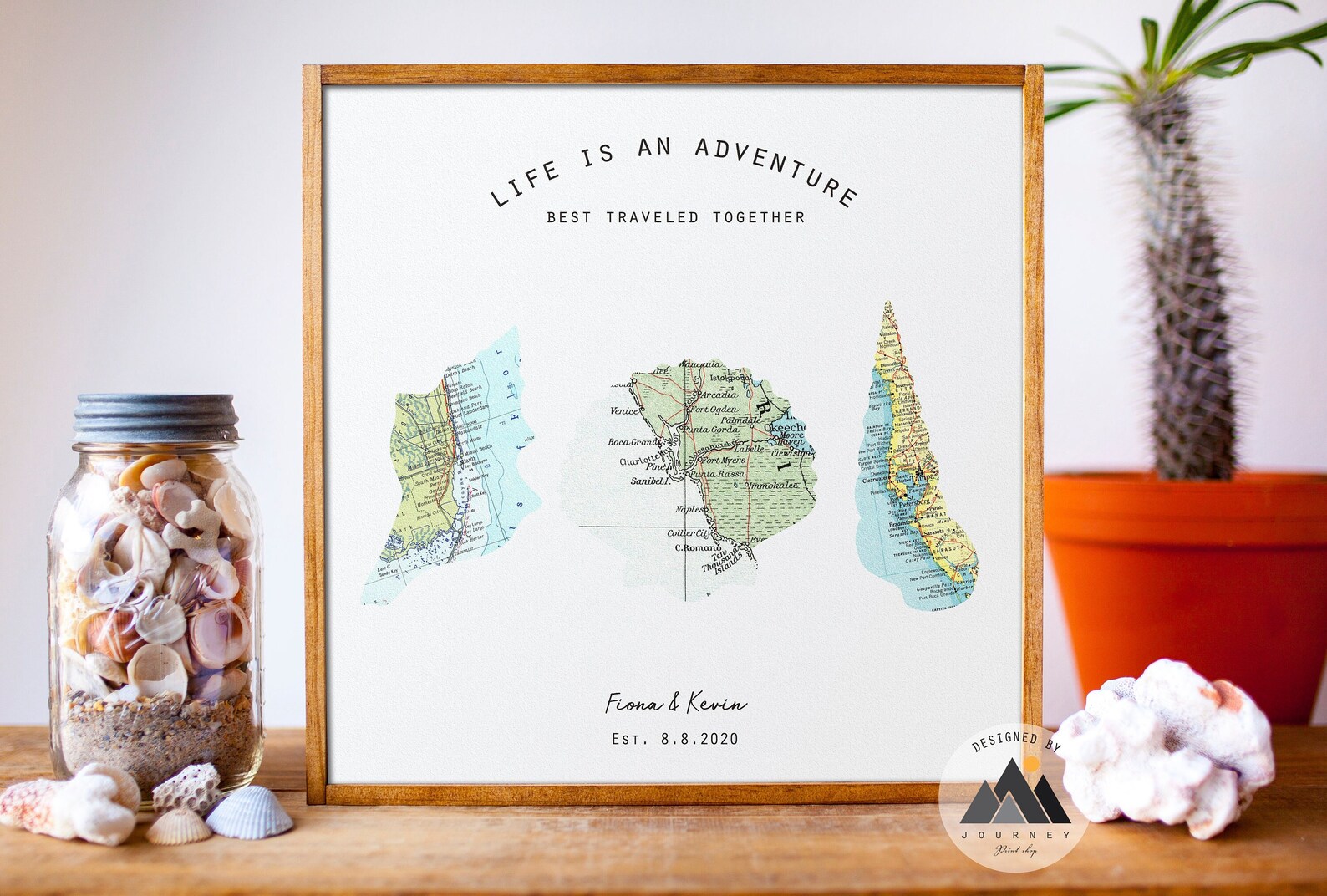 Beach Wedding Custom Travel Map Art Print Gifts | Lake House Beach ...