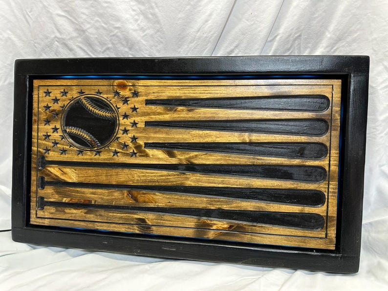 Backlit Baseball Bat/baseball Union Wooden Flag - Etsy