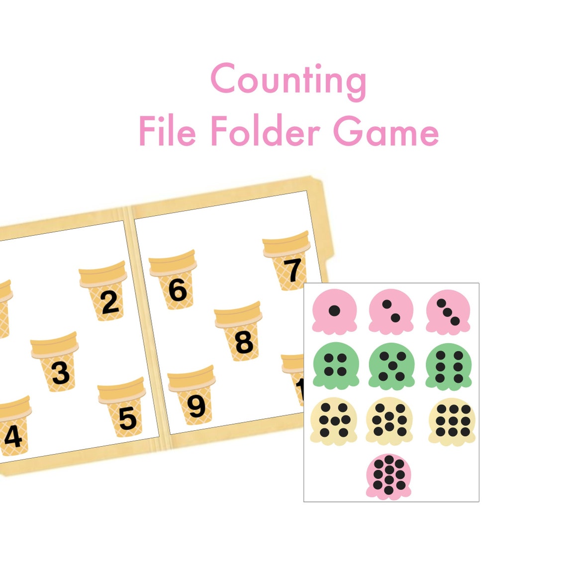 Matching Numbers File Folder Game Preschool Learning | Etsy