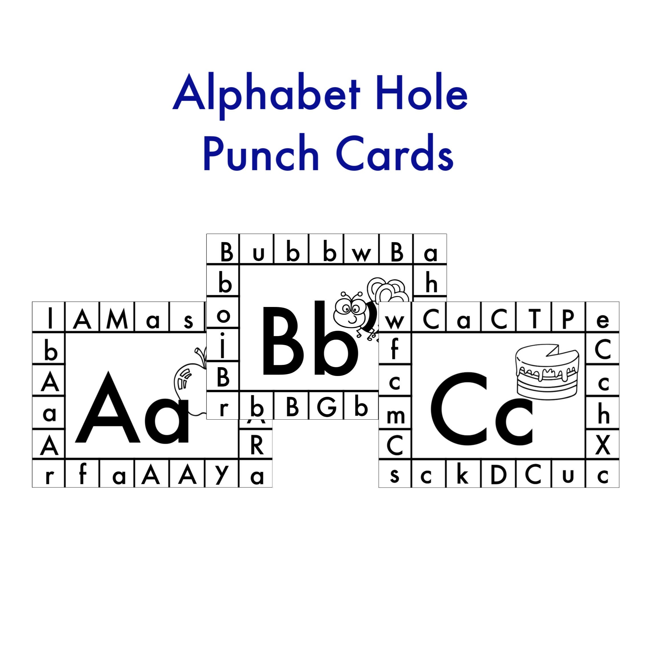 Alphabet Hole Punch Cards A-Z Worksheets Preschool Learning | Etsy