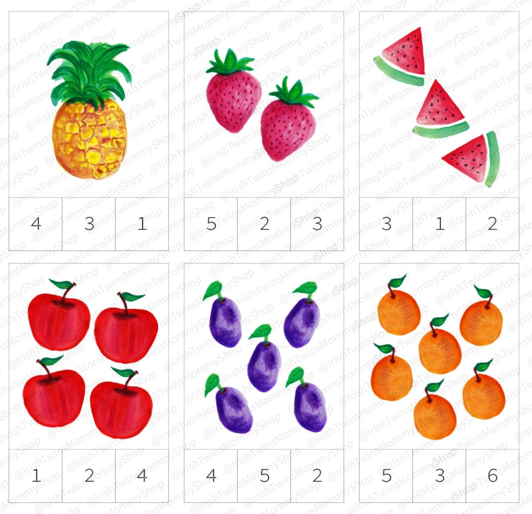 Hand Painted Counting Fruit Cards. - Etsy