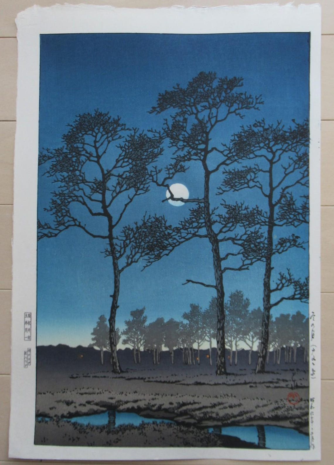 Woodcut Reproduction/hasui: Winter Moon at Toyamagahara - Etsy