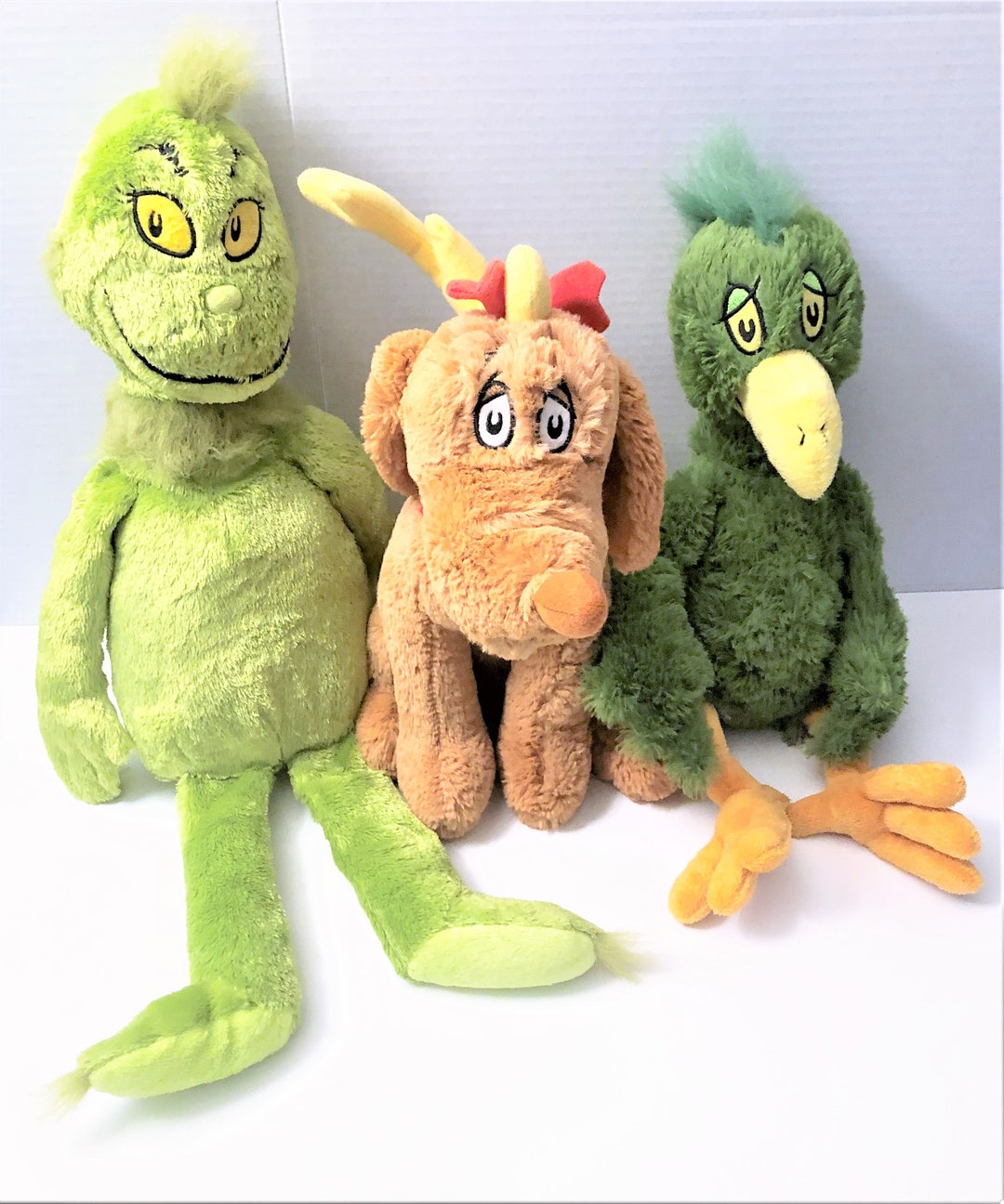 Dr. Seuss Plush Toy Lot of 3 Grinch, Christmas Max & Green Bird - Etsy