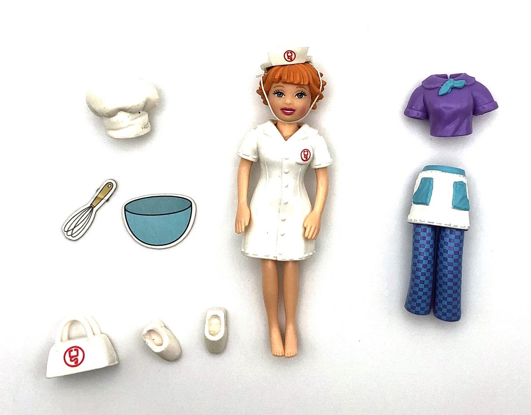 Polly Pocket Cool Careers Set 2002 Lea Nurse & Cook Girl Doll Clothing ...