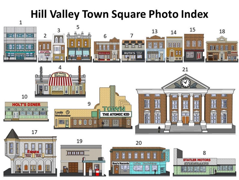 BTTF Hill Valley Town Square (blue Bird Motel): 3D Printed N Scale ...