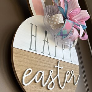 Happy Easter Wooden Door Hanger for Front Porch, Wooden Bunny Door ...