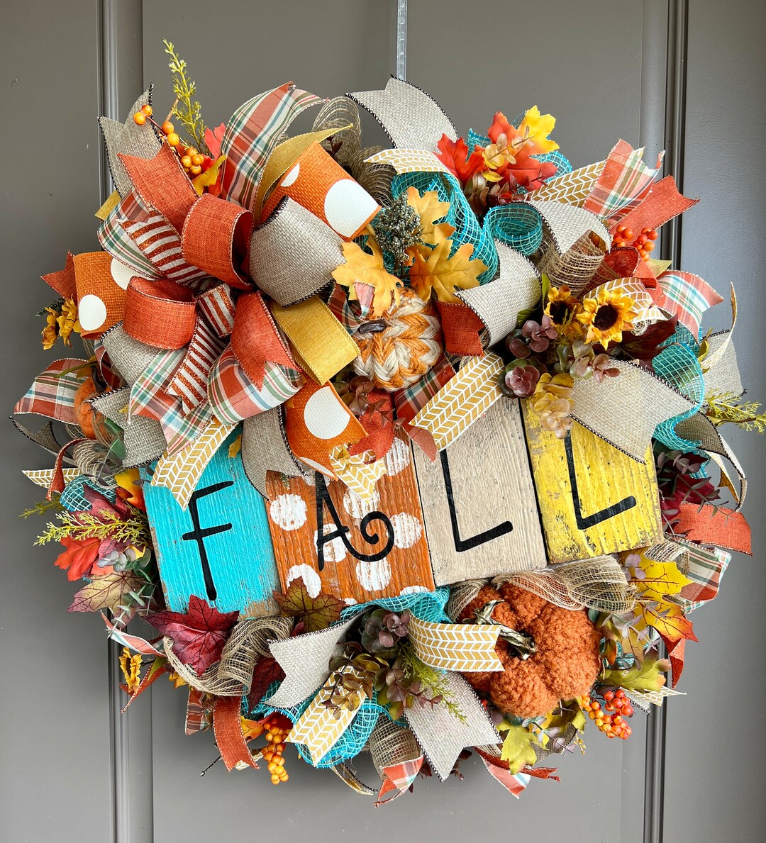 Welcome Fall Wreath for Front Porch,harvest Home Decor, Pumpkins Decor ...