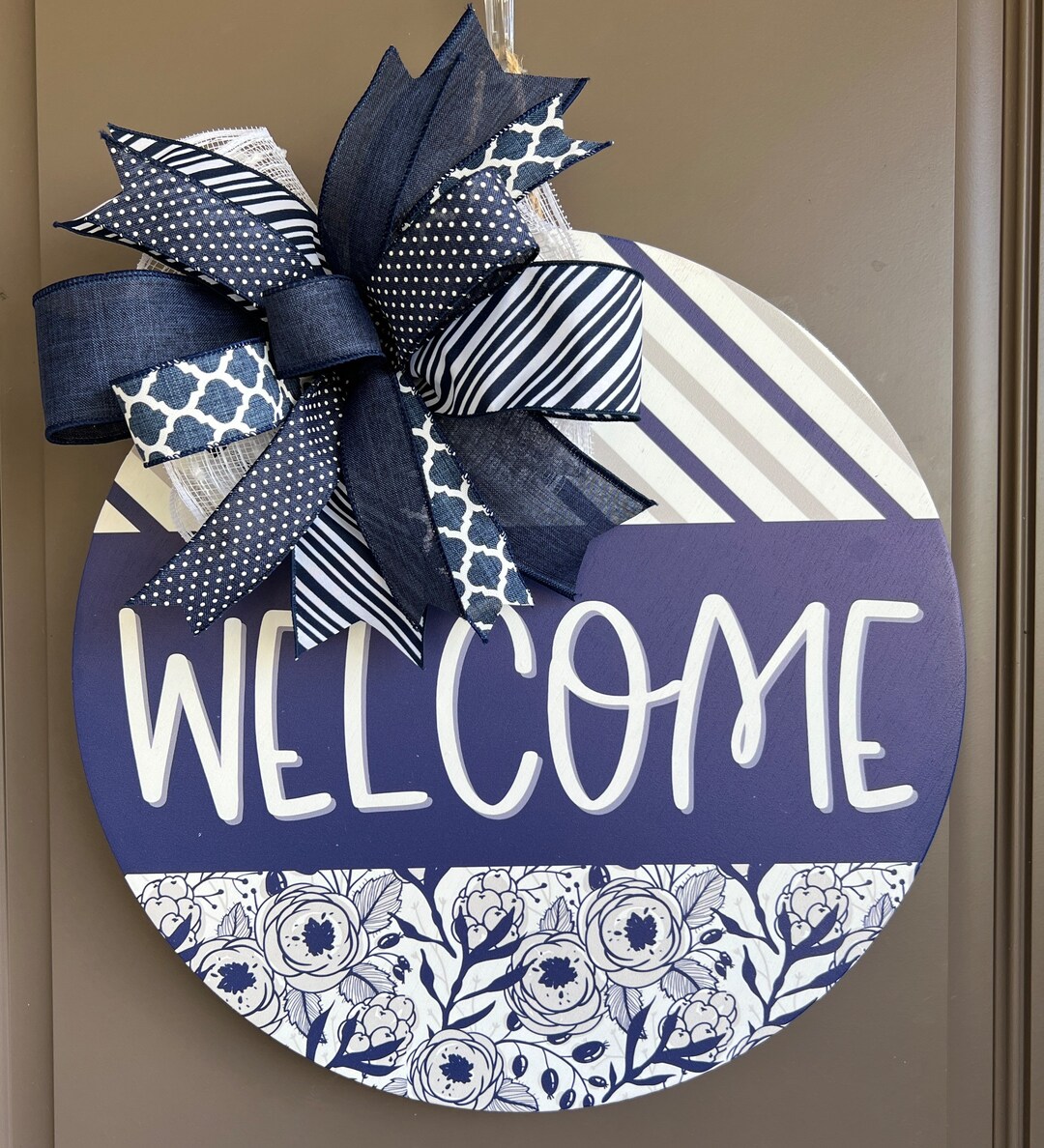 Welcome Wooden Door Wreath for Front Door, Year Round Door Hanger ...